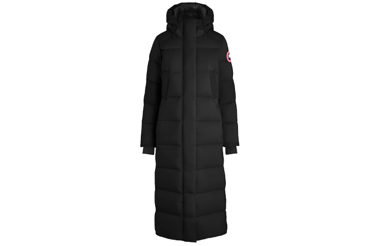 Buy (Women) Canada Goose Alliston Long Parka Red Logo Jacket Black ...
