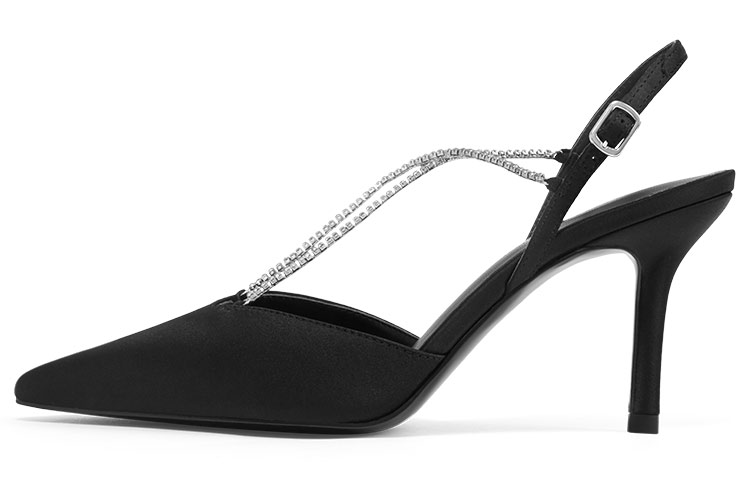 (Women) CHARLES & KEITH Fabric High Heels 'Black Gem Chain' CK1 ...
