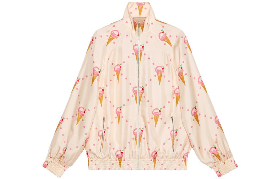 购买 (W) 古驰冰淇淋图案丝质拉链夹克 - 米白色 731141-XJE9P-9381 - Novelship