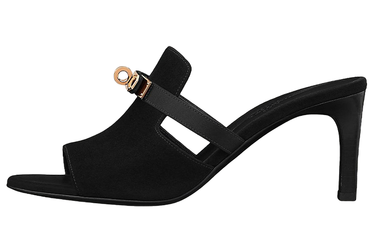 (Women) HERMES Goat Skin Satin High Heel Sandals 'Black' H211141Z-02 ...