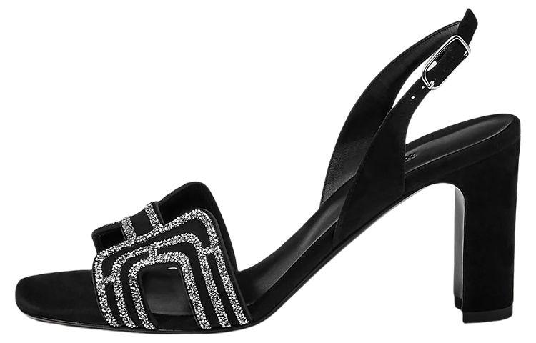 (Women) HERMES Goat Suede High Heel Sandals 'Black' H221135Z-02 ...