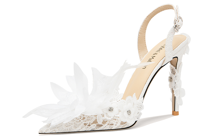(Women) Lily Wei Mesh High Heels 'White' 'French Elegance Lace Stiletto ...