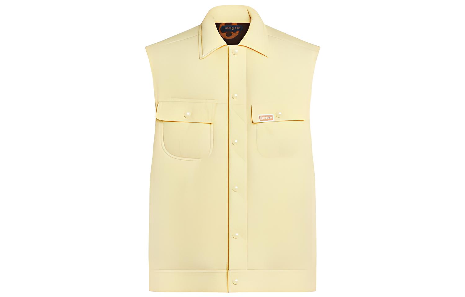 Buy (Women) LOUIS VUITTON Yellow Suede Lined Sleeveless Jacket 1A9AMH ...