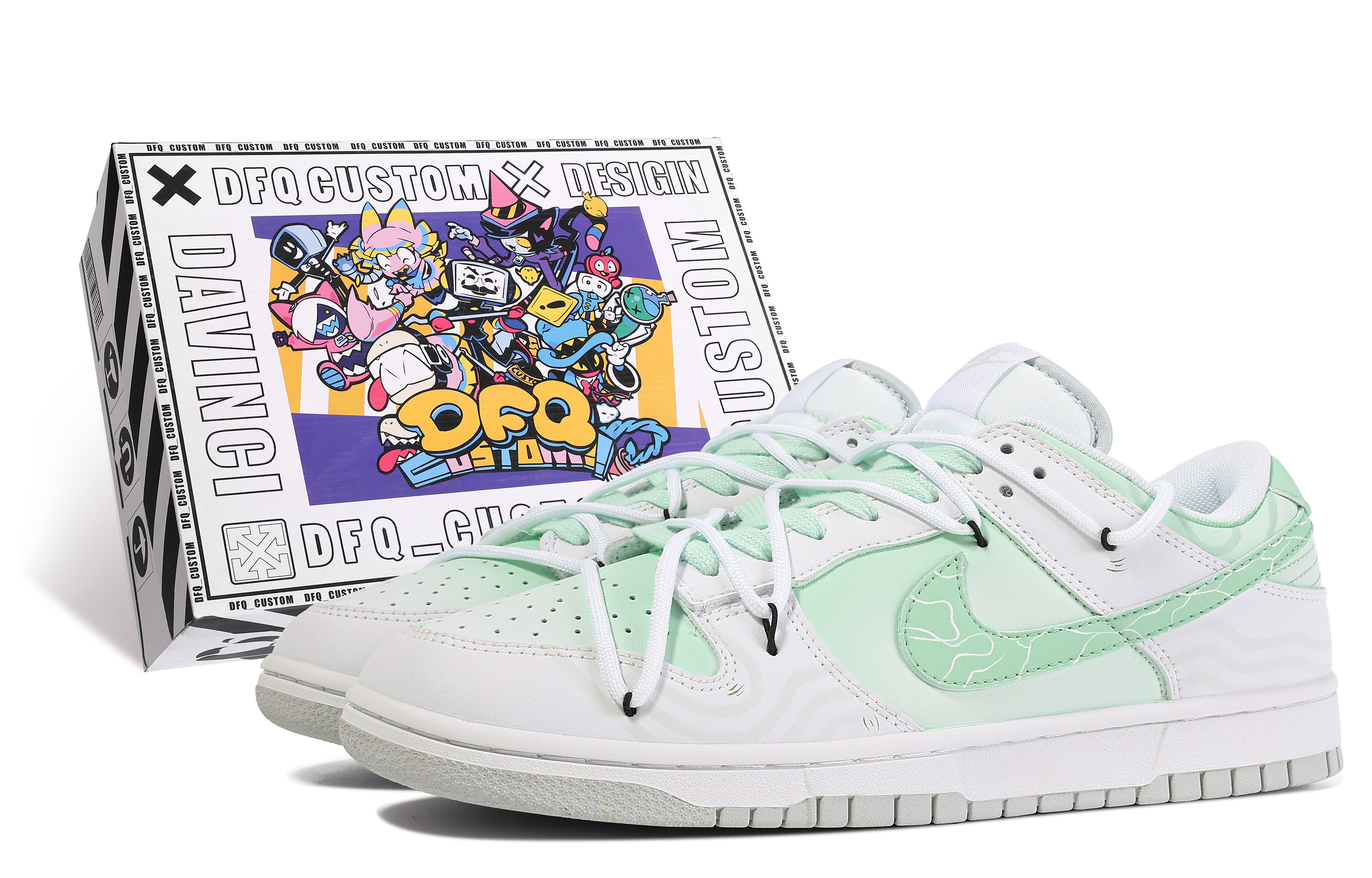 Buy (Women) Nike Dunk Low 'Da Vinci Custom - Summer Breeze Green and ...