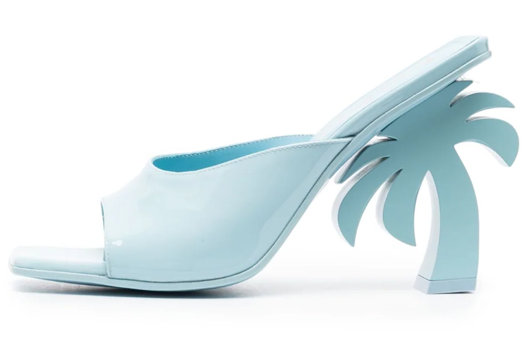 (Women) Palm Angels Open Toe 'Blue Calfskin Fashion Slides ...