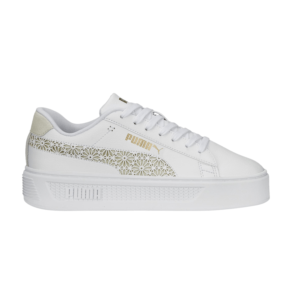 (Women) Puma Smash Platform V3 'Laser Cut ‑ White Pristine Gold' 389403 ...