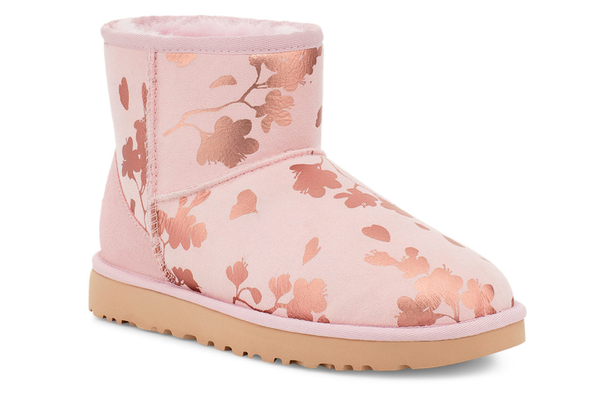 Buy (Women) UGG Classic Mini Floral Foil Pink Red Fleece Lined 1118163 ...