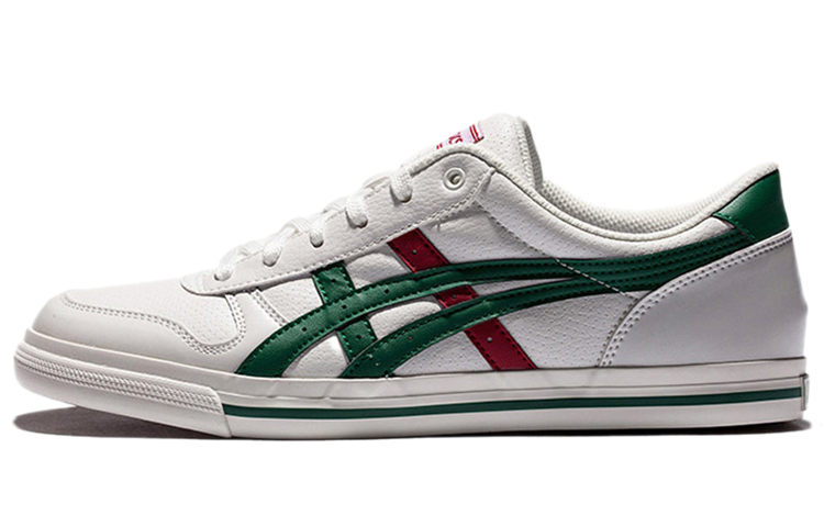 ASICS Unisex Aaron Light Comfortable Low-Top Sneakers White/Green H50XJ ...