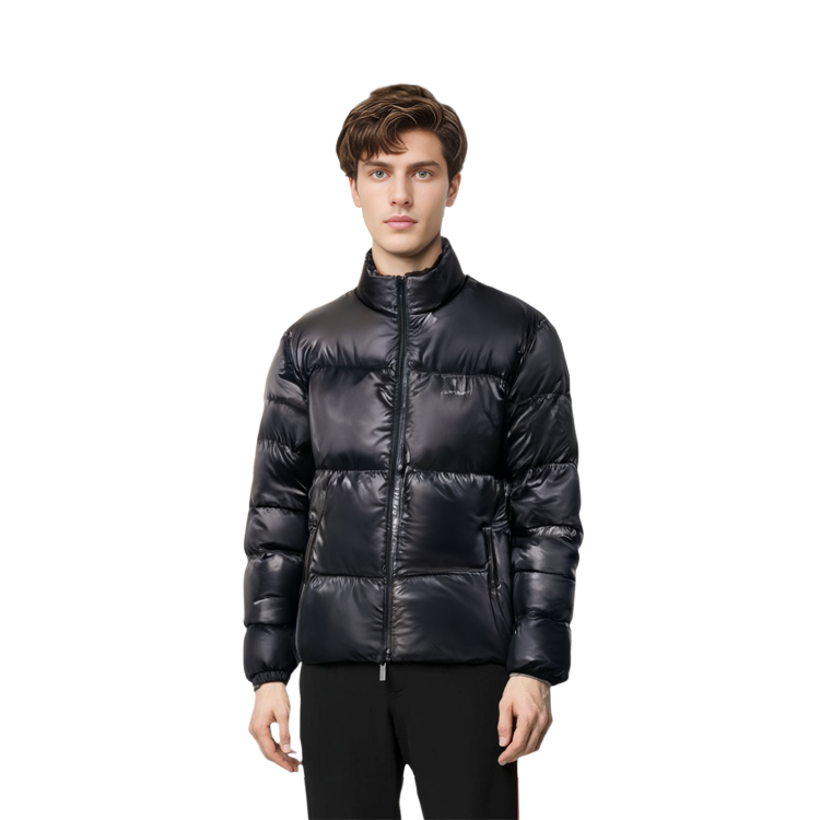 Buy Carhartt WIP FW23 Black Solid Stand Collar Zip Puffer Jacket ...