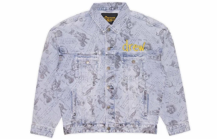 Buy Drew House Letter Logo Bear Trucker Jacket Indigo Denim Blue DR ...