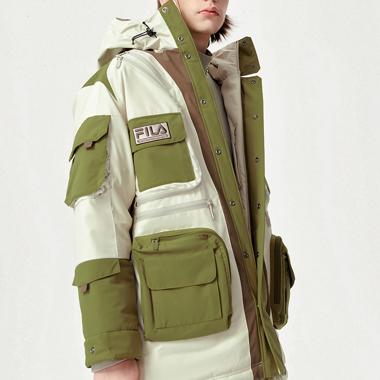 Beli FILA Fusion x White Mountaineering Colorblock Hooded Down Jacket ...