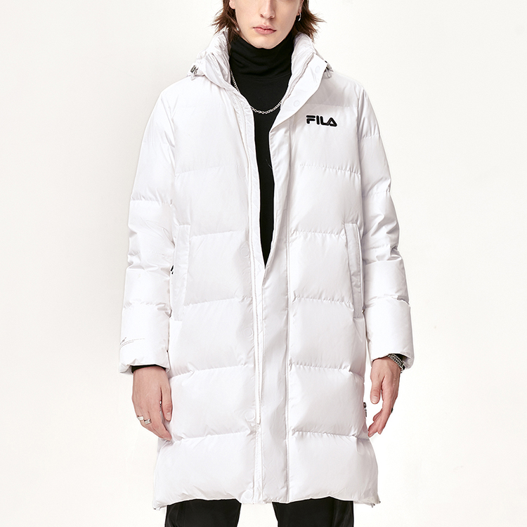 Beli FILA Winter Logo Print Quilted Hooded Down Jacket - Standard White ...