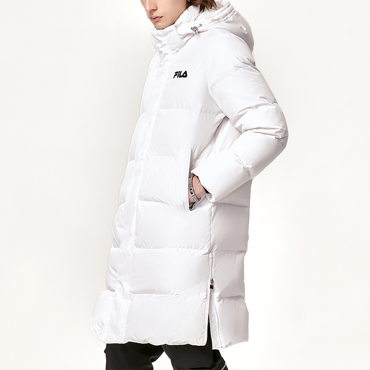Beli FILA Winter Logo Print Quilted Hooded Down Jacket - Standard White ...