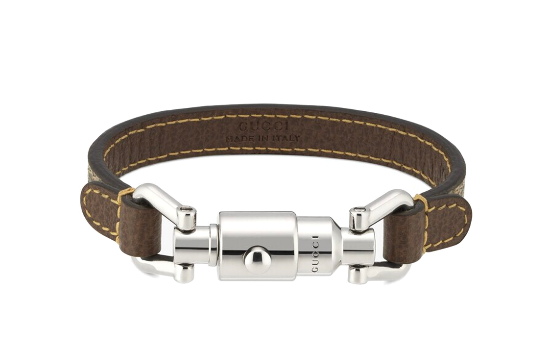 Buy GUCCI Brown Metal Bracelet with Engraved Logo for Men. 759957-IAADV ...
