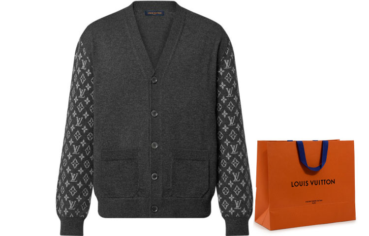 購買 路易威登 SS23 經典Logo V領針織針扣開襟毛衣 灰色 1AATM2 - Novelship