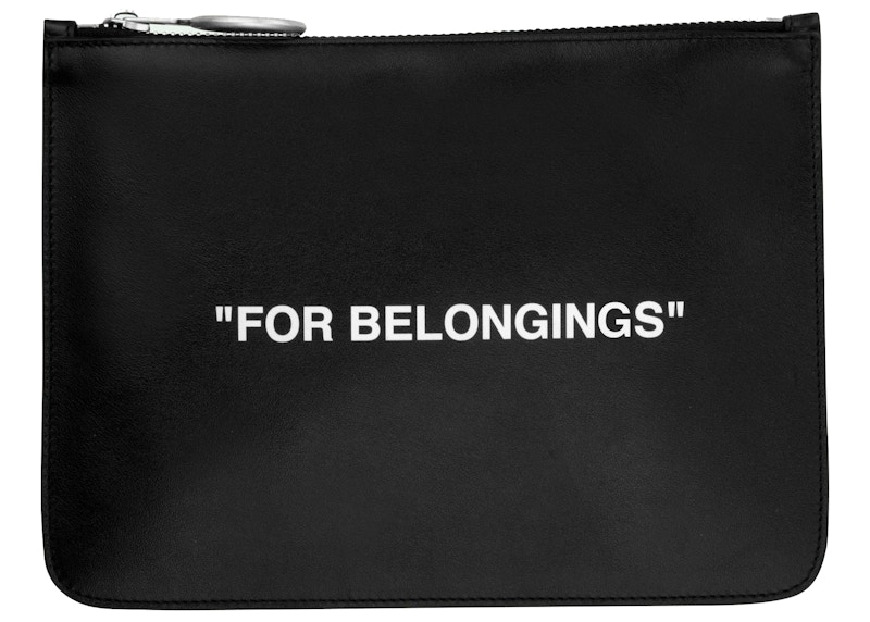 OFF-WHITE Quote "FOR BELONGINGS" Pouch Black - Novelship