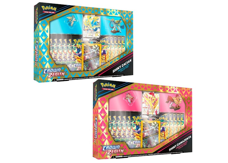 Pokémon TCG Sword & Shield Crown Zenith Shiny Zacian & Shiny Zamazenta Premium Figure Collection ...