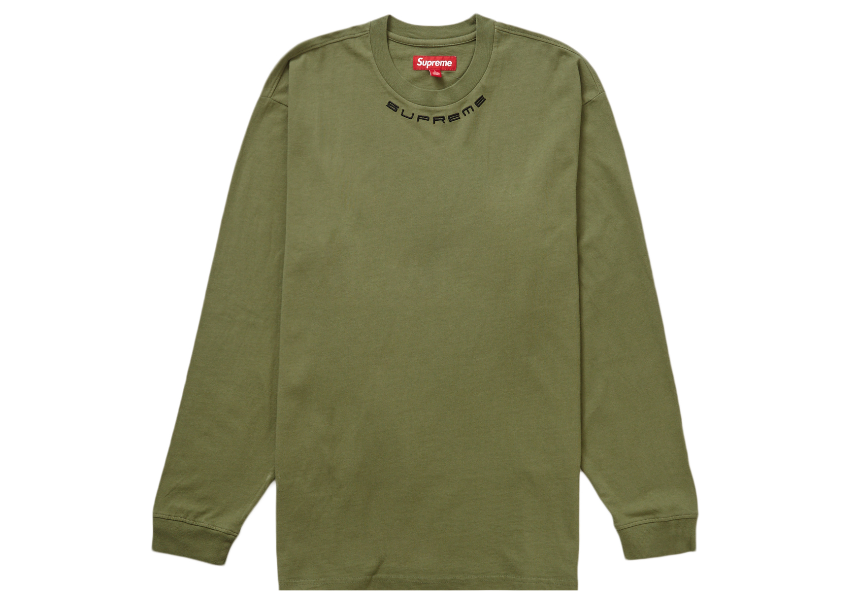Supreme Collar Logo L/S Top Olive - Novelship