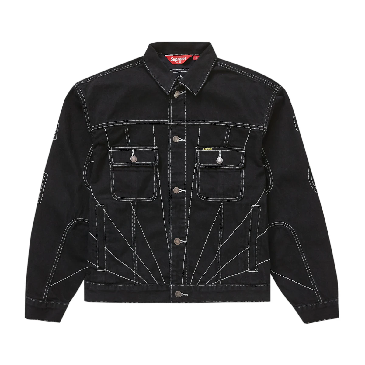 Supreme Radial Embroidered Denim Trucker Jacket Blackを購入 Supreme Radial Embroidered Denim Trucker Jacket Blackを購入