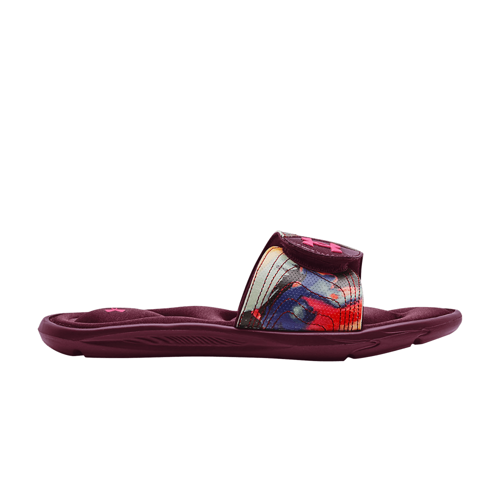 (Women) Under Armour Ignite 4 Graphic Strap Slide 'Black Dark Cherry ...